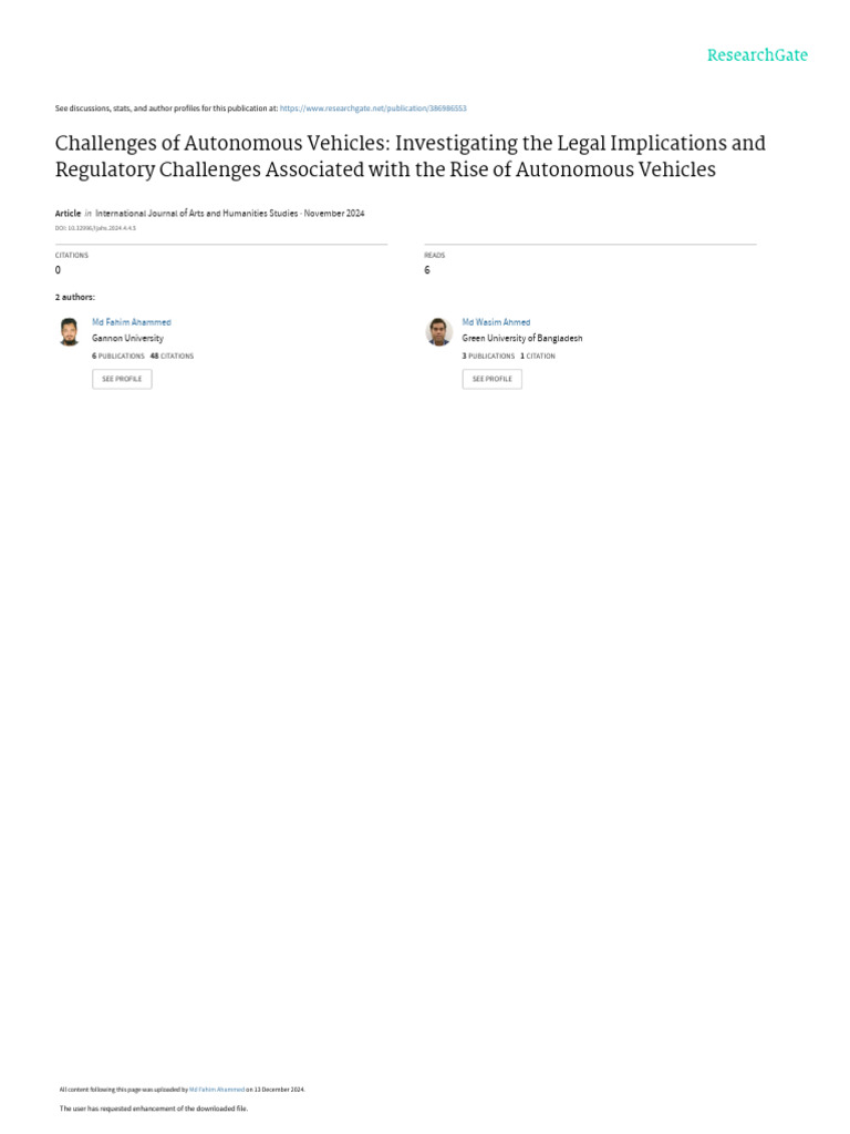 Challengesof Autonomous Vehicles | PDF