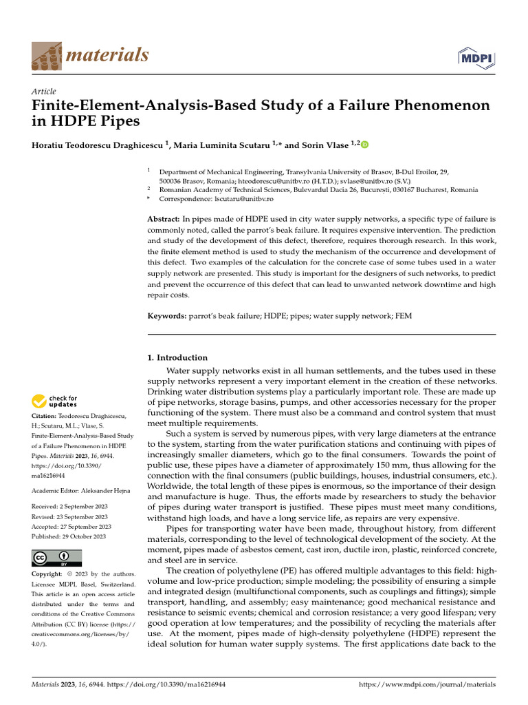 Finite Element Analysis HDPE | PDF | Fracture | Ductility