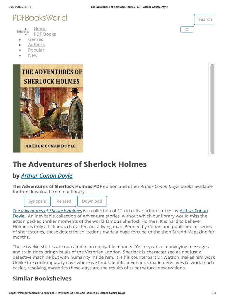 Free PDF: The Adventures of Sherlock Holmes | PDF | Sherlock Holmes ...