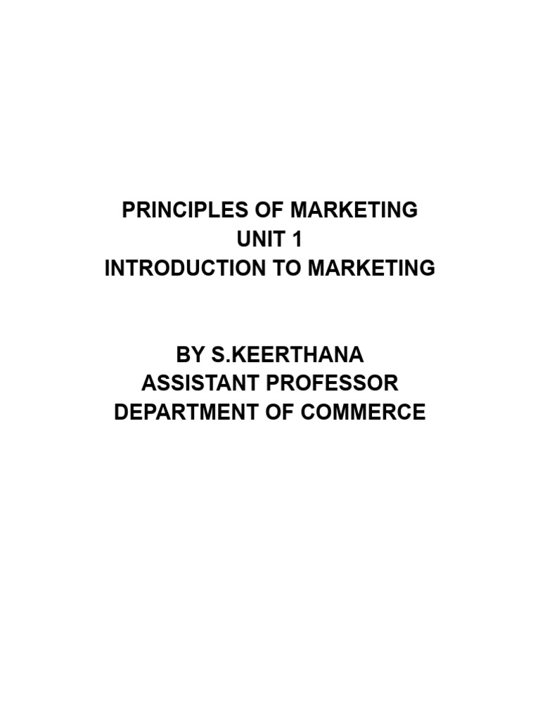 UNIT1 - Principles of Marketing | PDF | Marketing | Pricing