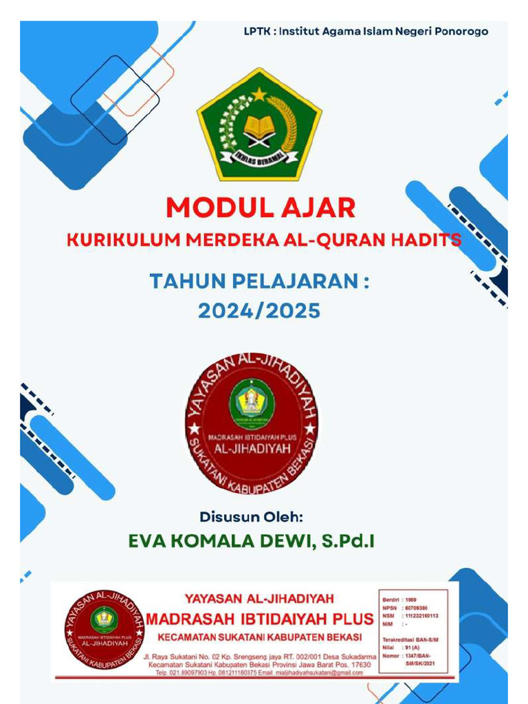 Modul Ajar Al Quran Hadits Eva Komala Dewi - 0840420332096 | PDF