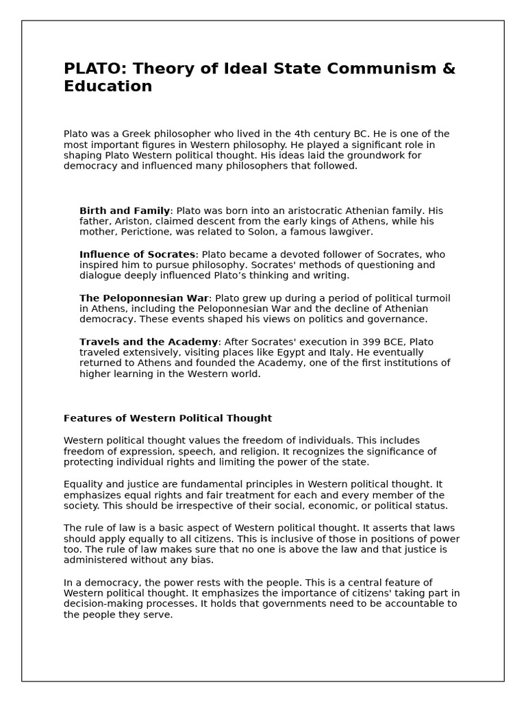 Plato - Theory of Ideal State, Communism, Education & Philosopher King ...