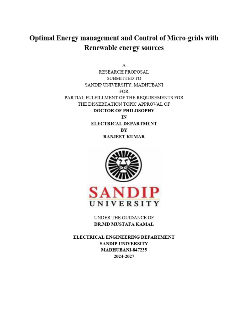 Optimal Energy Management and Control of Micro-Grids With Renewable Energy Sources | PDF ...
