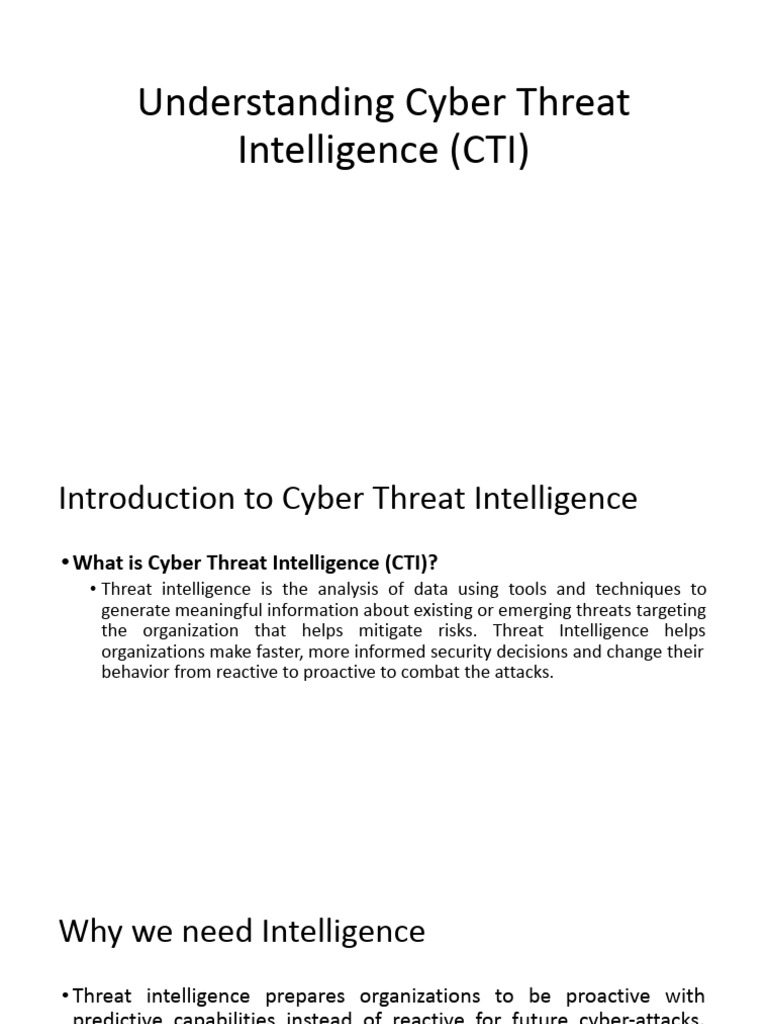 Cyber Threat Intelligence Definition | PDF | Security | Computer Security