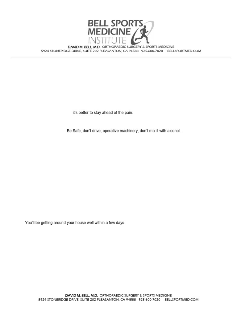 Bell Postop Instructions Foot Plantar Fascia Surgery | PDF | Clinical ...