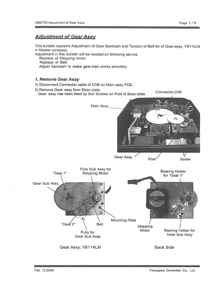 CMZ-700_Gear Assy Adjustment | PDF