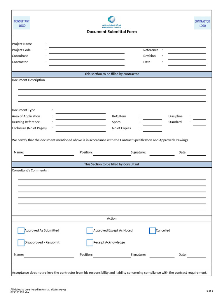 PMF 014 COM 005 - 02 Document Submittal Form | PDF