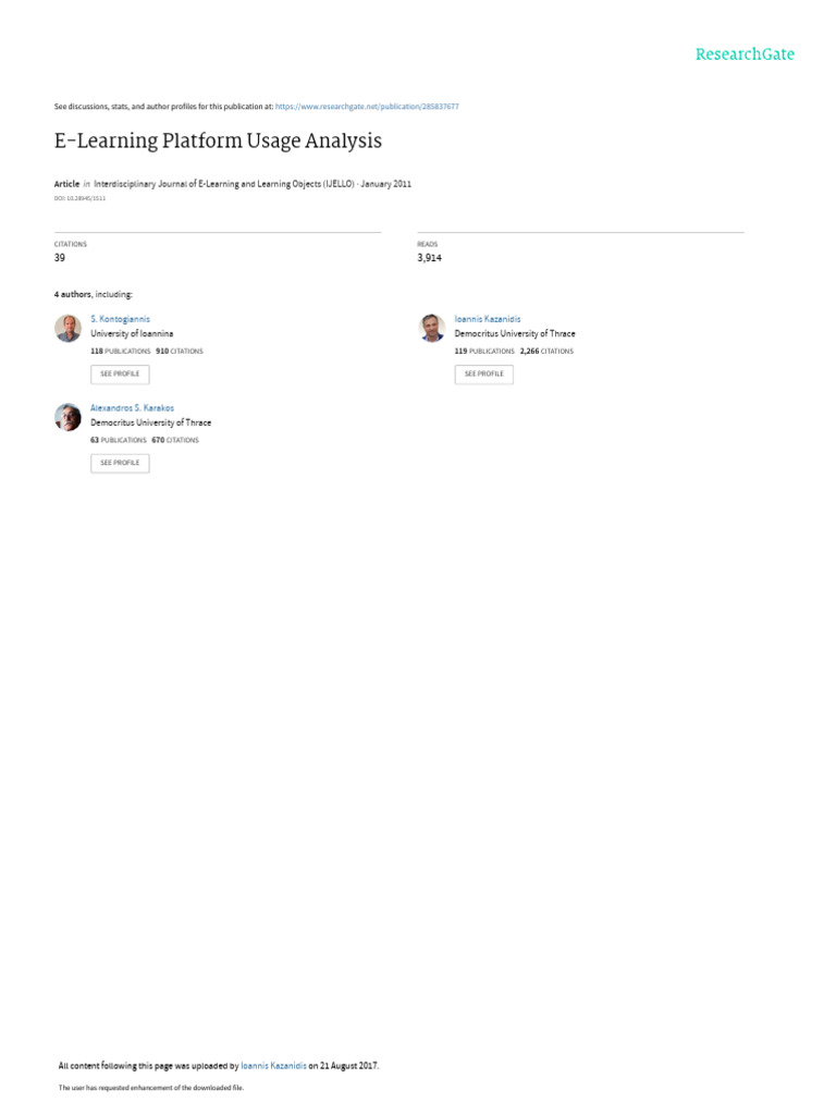 E Learning Platform Usage Metrics Analysis Pdf Educational