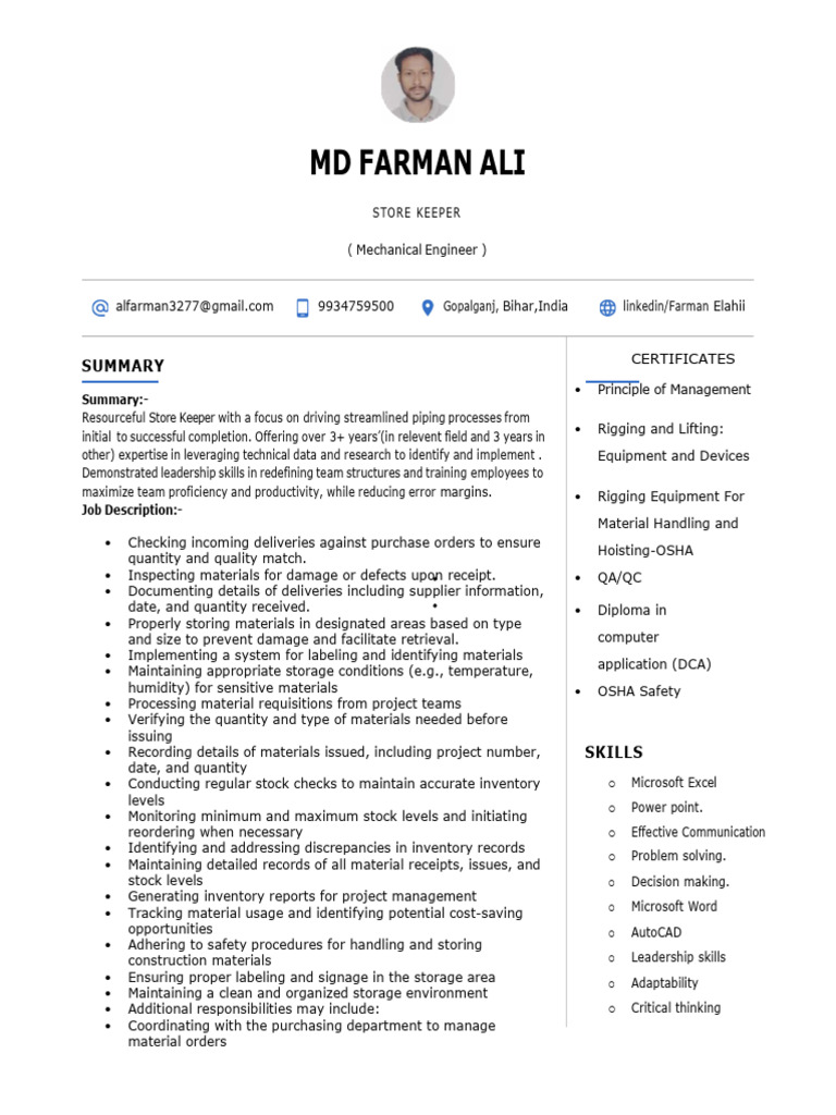 Construction Storekeeper | PDF | Inventory