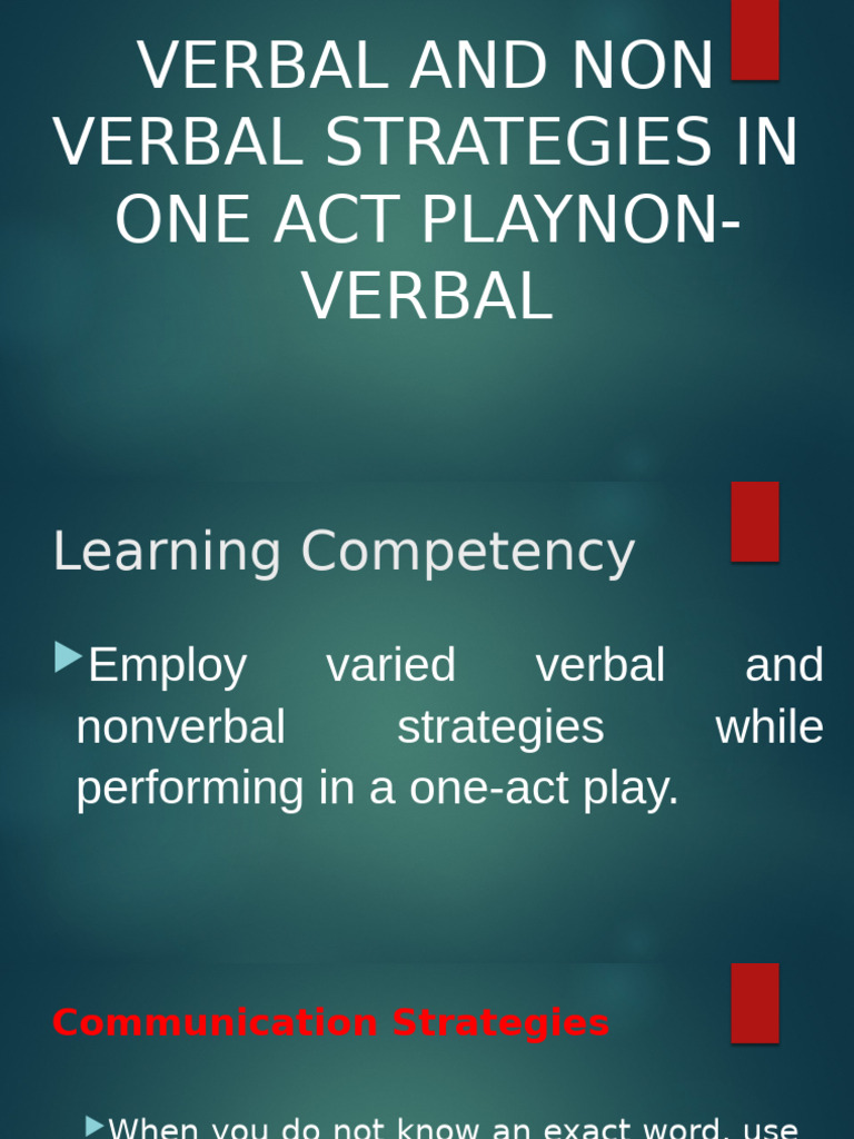 Verbal and Nonverbal Strategies in Plays | PDF | Adjective | Linguistic ...