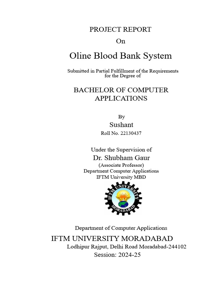 Online Blood Bank Management System (Sushant) | PDF