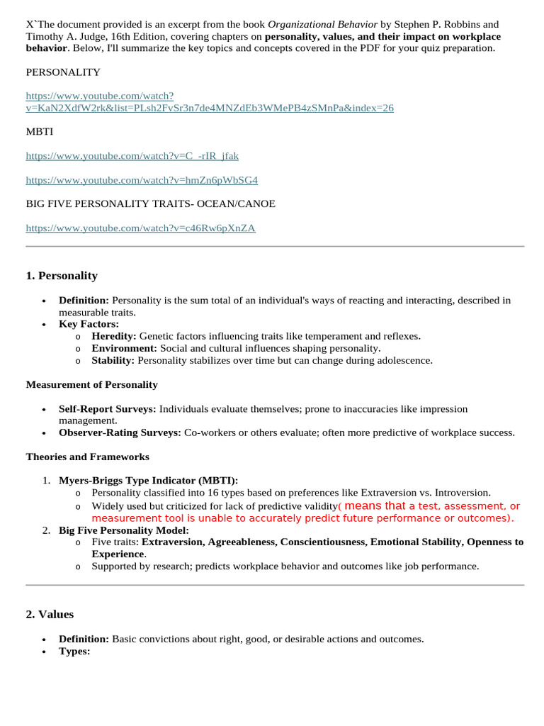 CHP 4. Personlity and values | PDF | Dark Triad | Extraversion And ...