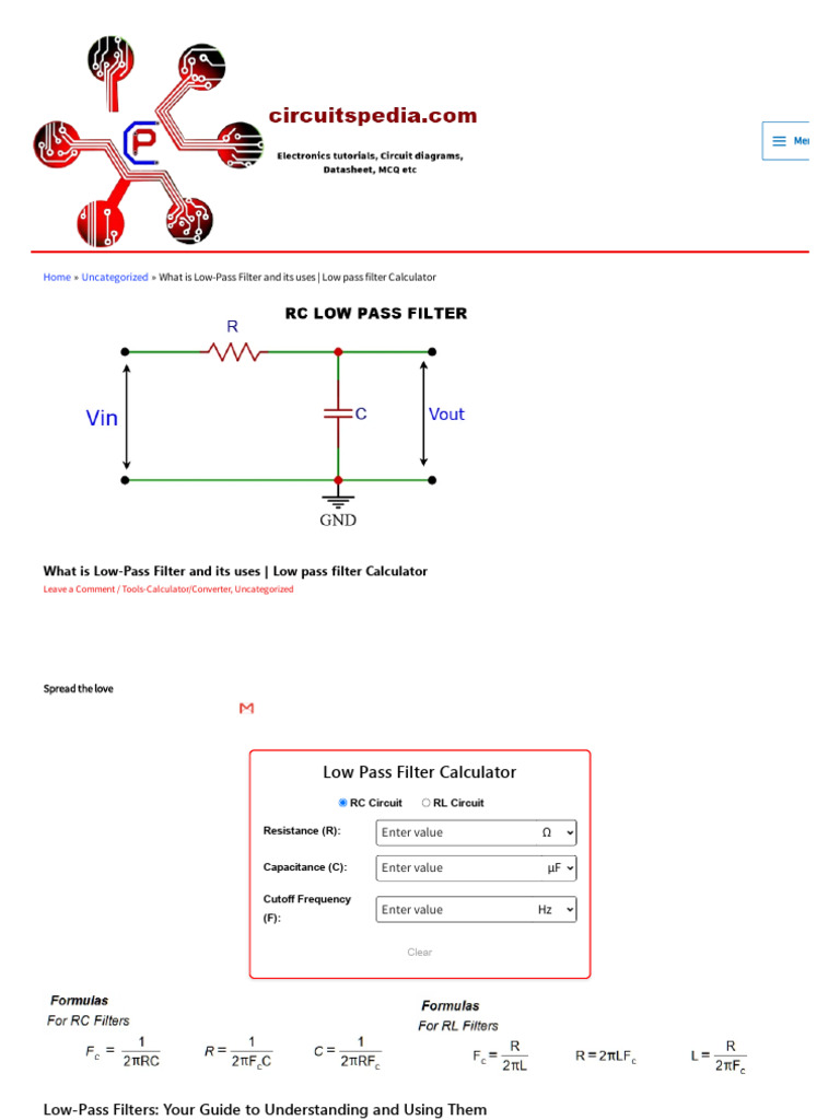 Low Pass Filter - Low Pass Filter Calculator - What Is LPF | PDF | Low ...