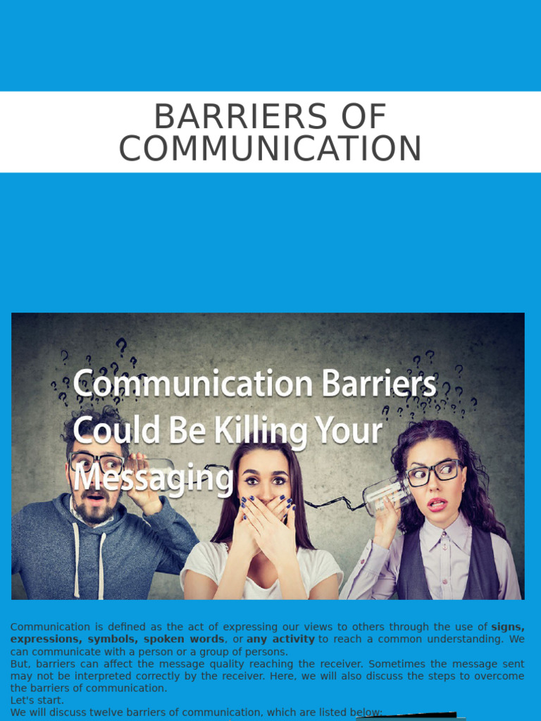 Barriers of Communication | PDF | Communication | Nonverbal Communication