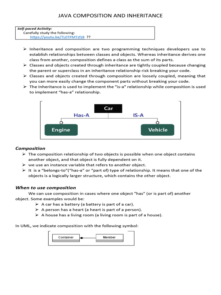 COMPOSITION-INHERITANCE-OBJECT CLASS-IS (1) | PDF | Inheritance (Object ...
