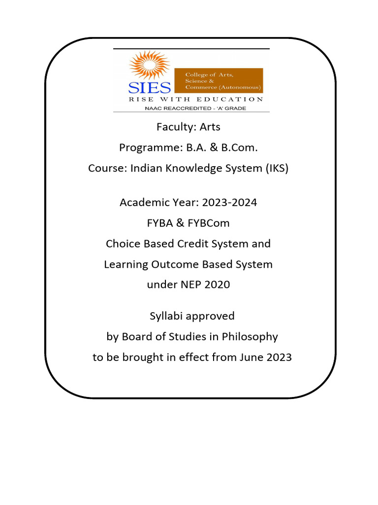 FYBCOM Syllabus 2023-2024 | PDF | Knowledge | Liberal Arts Education
