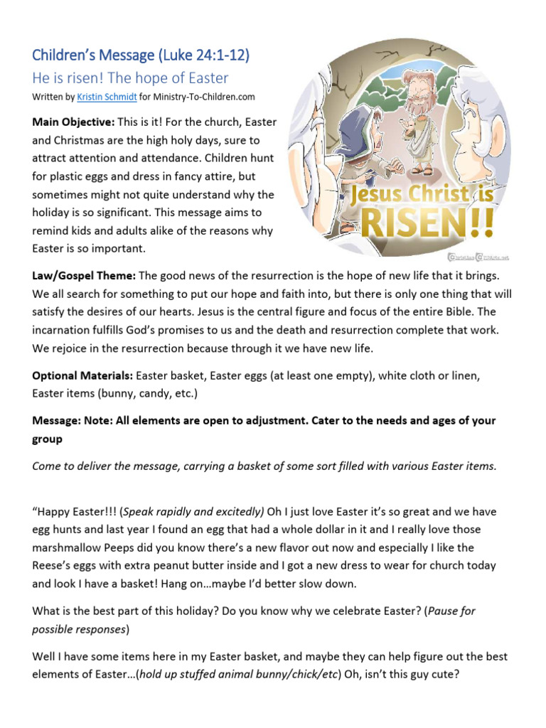 Easter Message for Children: Hope in Jesus | PDF | Easter ...