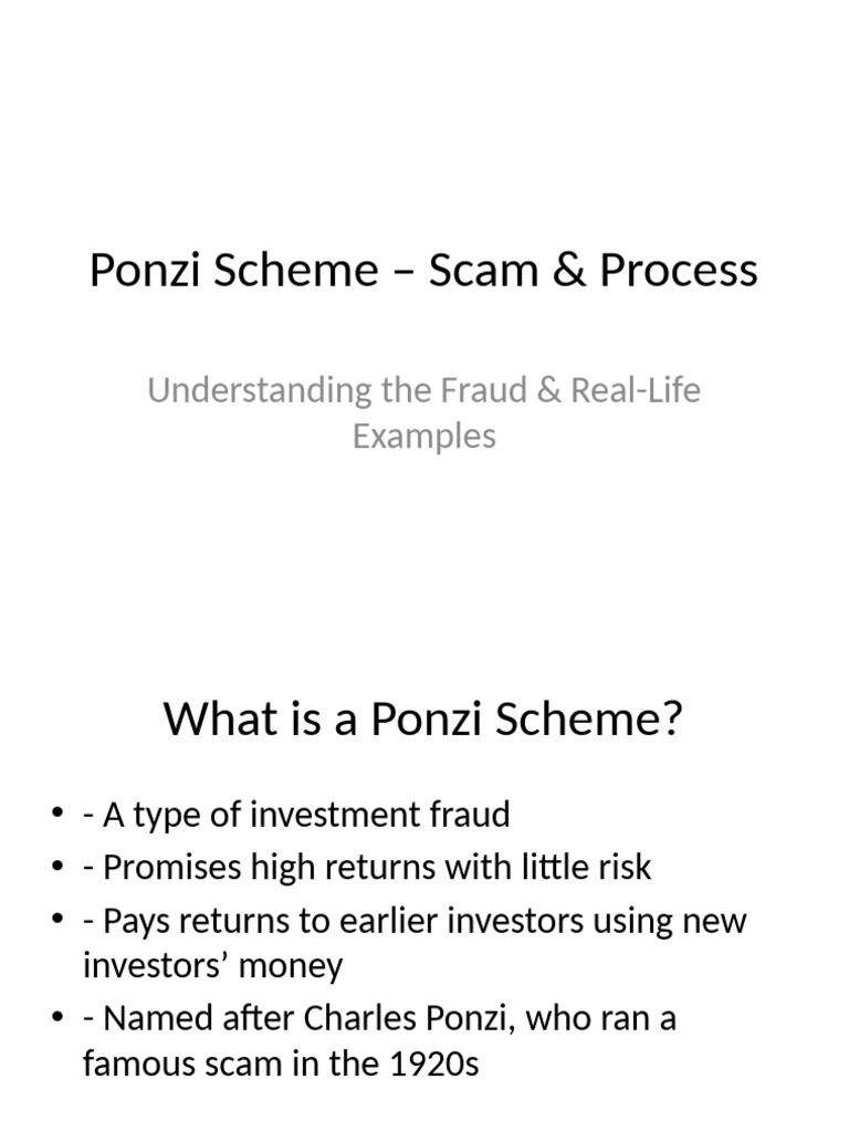 Ponzi Scheme - Scam & Process: Understanding The Fraud & Real-Life Examples | PDF