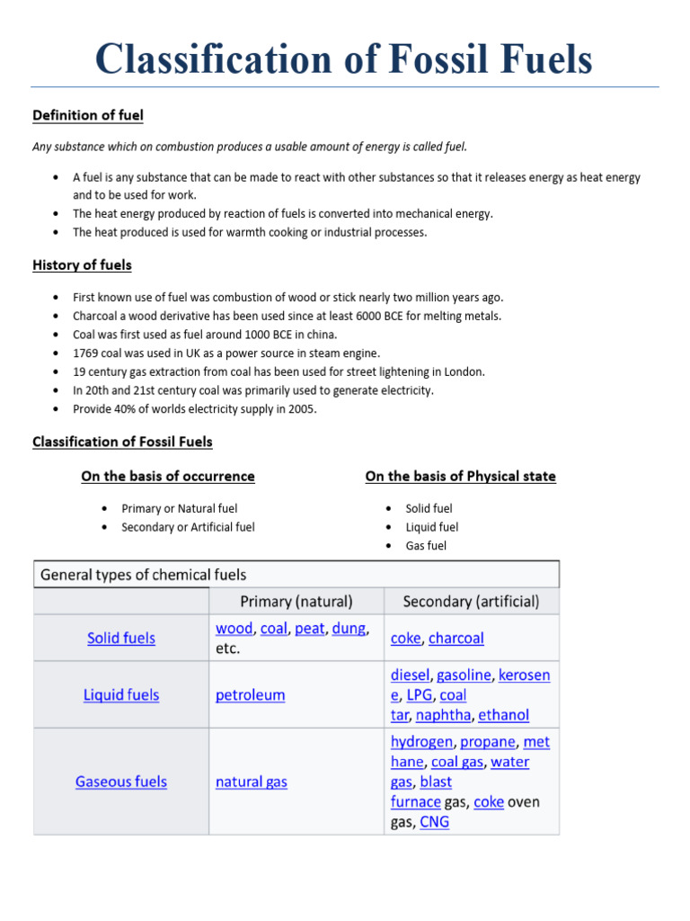 Classification of Fossil Fuels | PDF | Fuels | Natural Gas