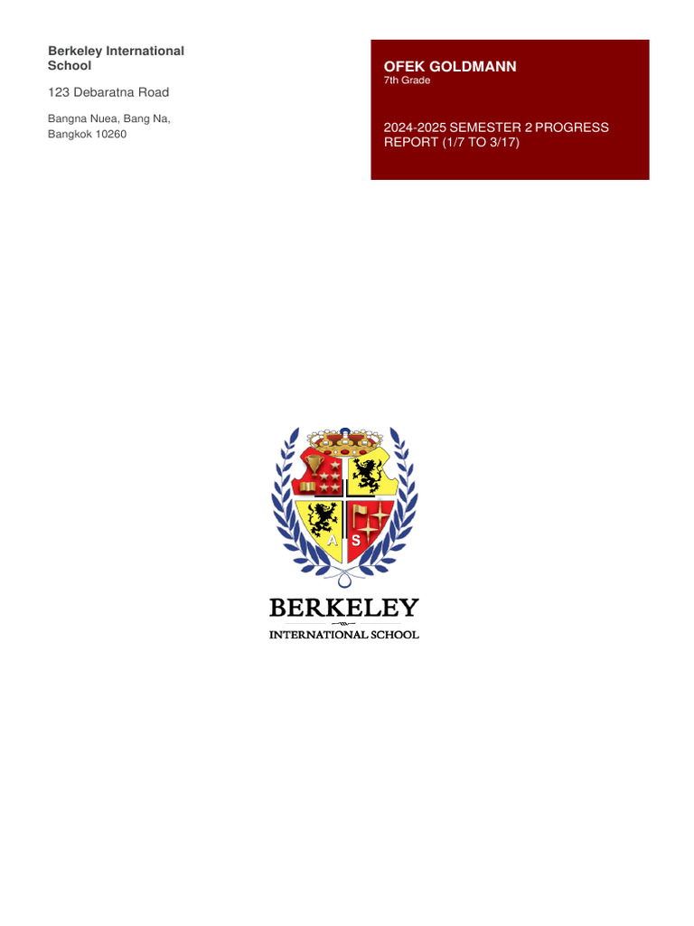 7th Grade Progress Report 2024-2025 | PDF