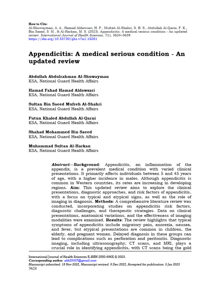 Appendicitis A Medical Serious Condition B38de941 | PDF | Surgery | Medical Imaging