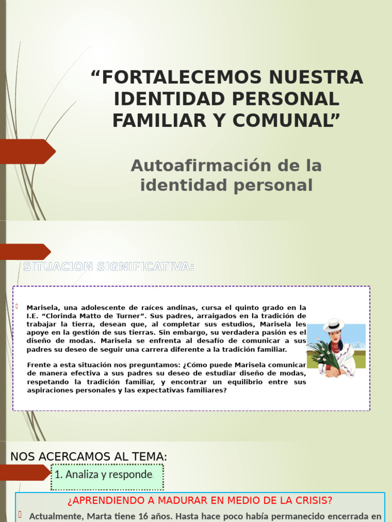 Fortalecemos Nuestra Identidad Personal Familiar y Comunal | PDF