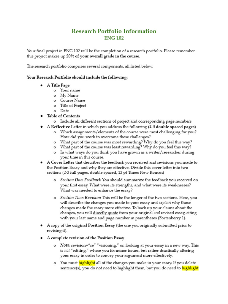 Research Portfolio Comp 102 | PDF | Essays | Human Communication