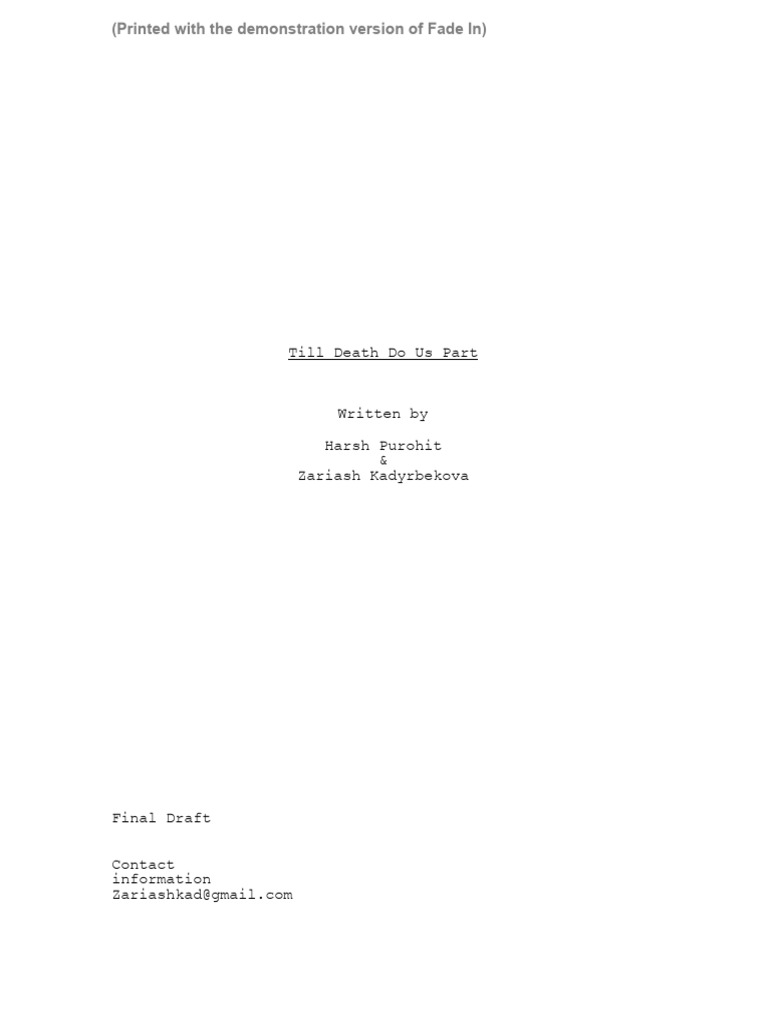 Till Death Do Us Part (Finally Final Draft-3) | PDF