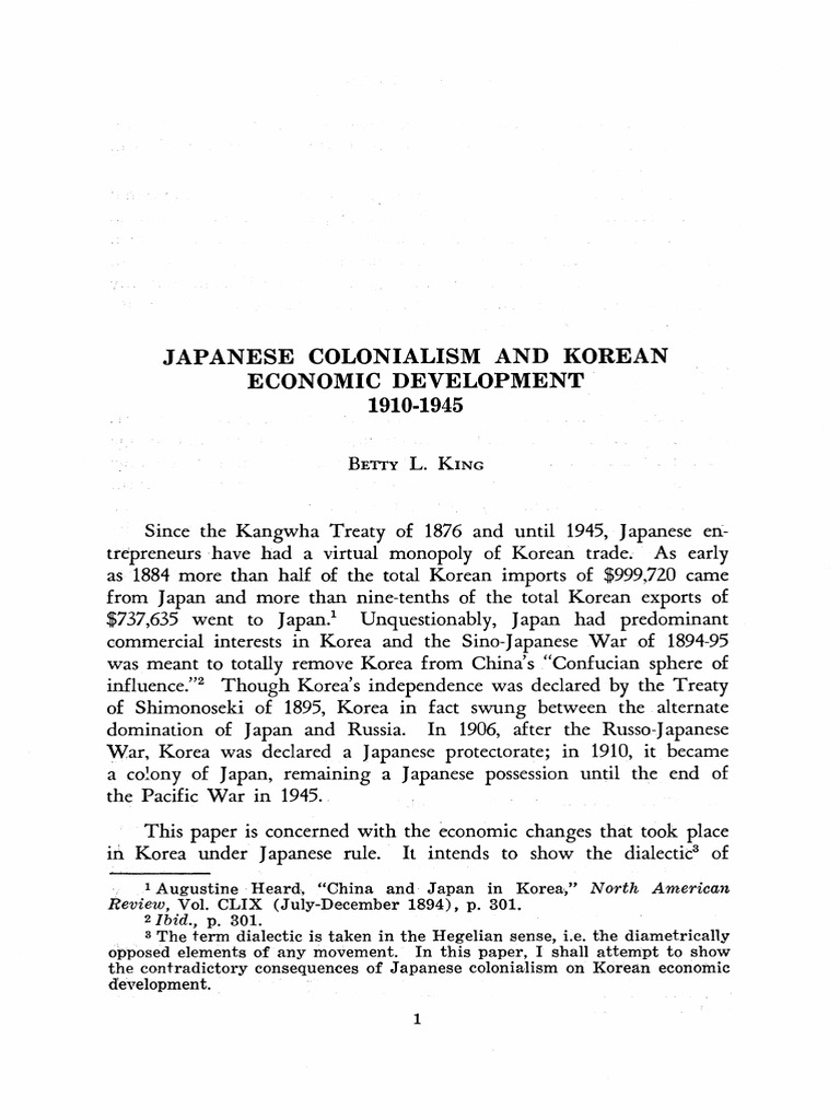 King Japanese Colonialism Korean Economic Development | PDF | Korea ...