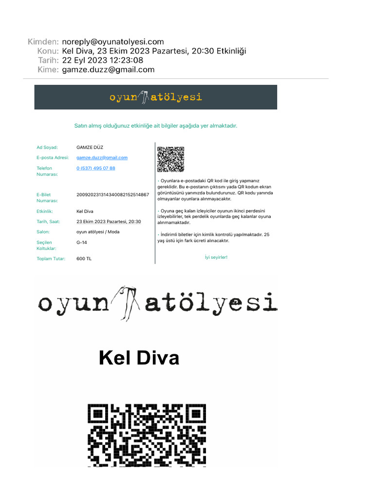Kel Diva, 23 Ekim 2023 Pazartesi, 2030 Etkinliği | PDF