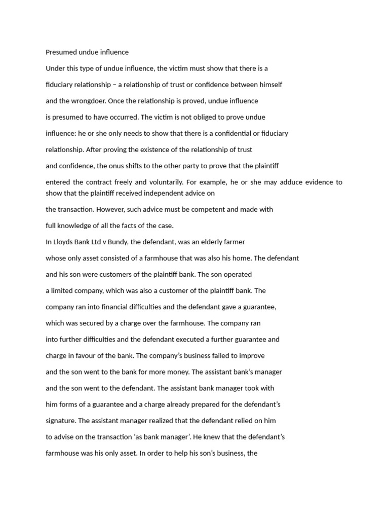 Presumed Undue Influence | PDF | Fiduciary | Refinancing