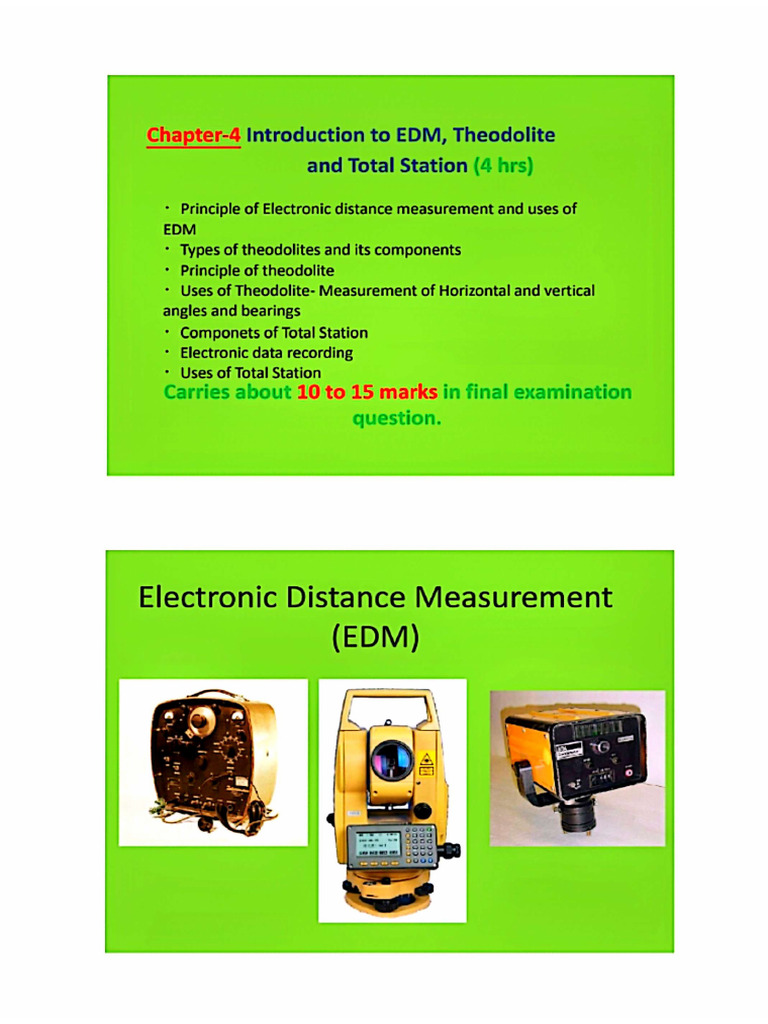 Chapter 4 Introduction to EDM , Theodolite, Total Station | PDF