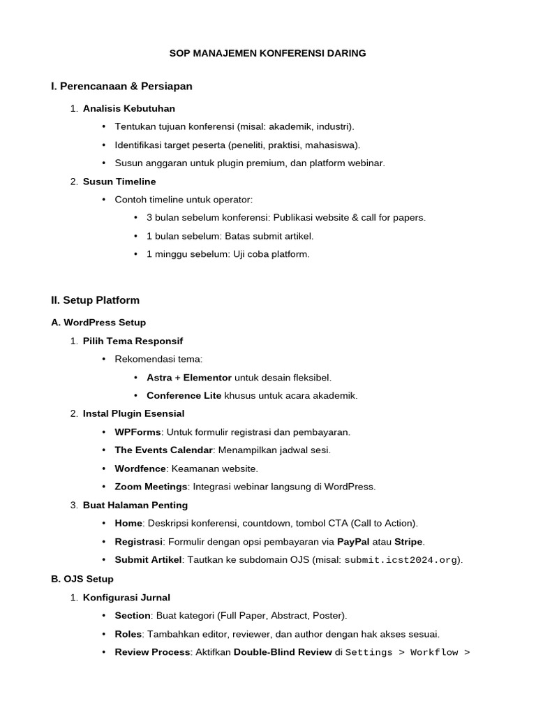SOP MANAJEMEN KONFERENSI DARING (operator) | PDF