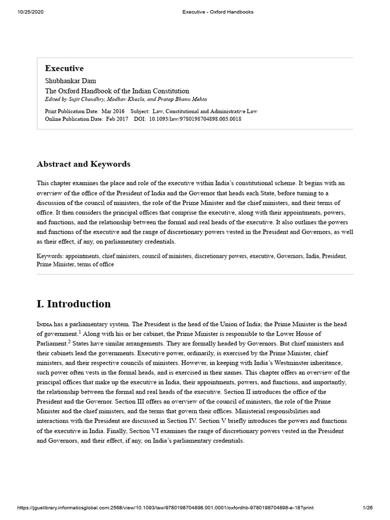 Executive - Oxford Handbooks | PDF | Presidents Of The United States ...