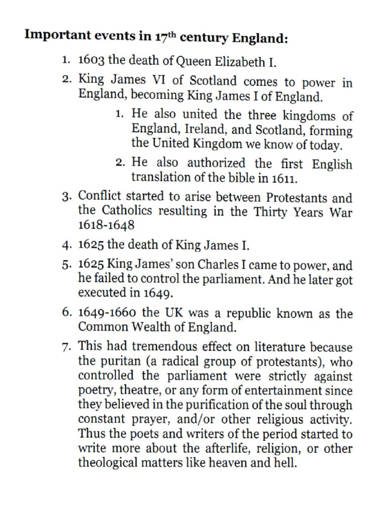 Important Events 17th Century | PDF