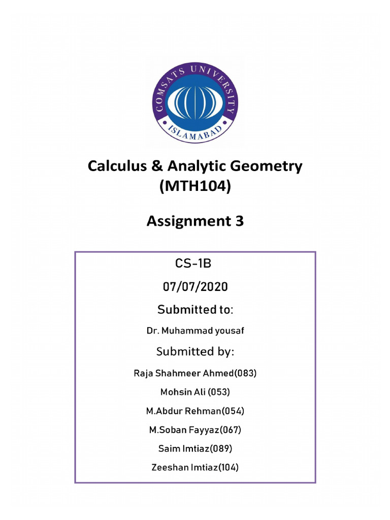 Calculus Assignmet 3 | PDF
