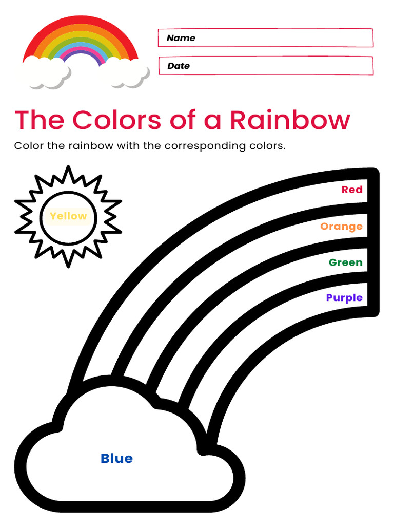 Colorful Rainbow Coloring Worksheet | PDF