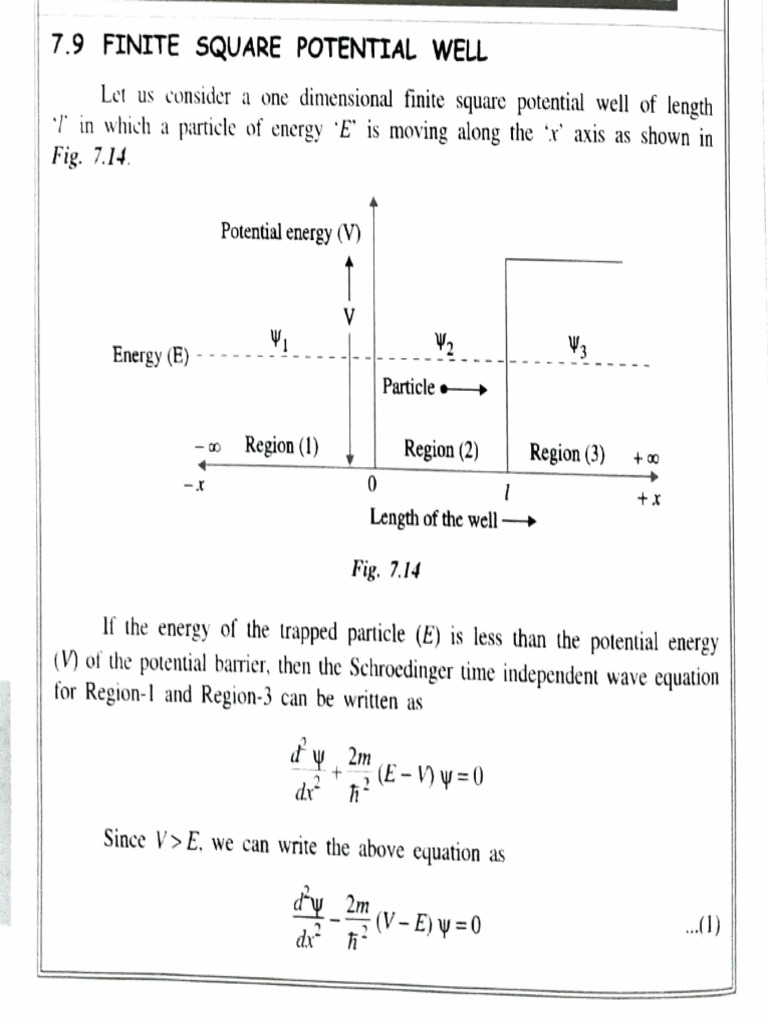 Finite Square Potential Well Analysis | PDF | Wave Function ...