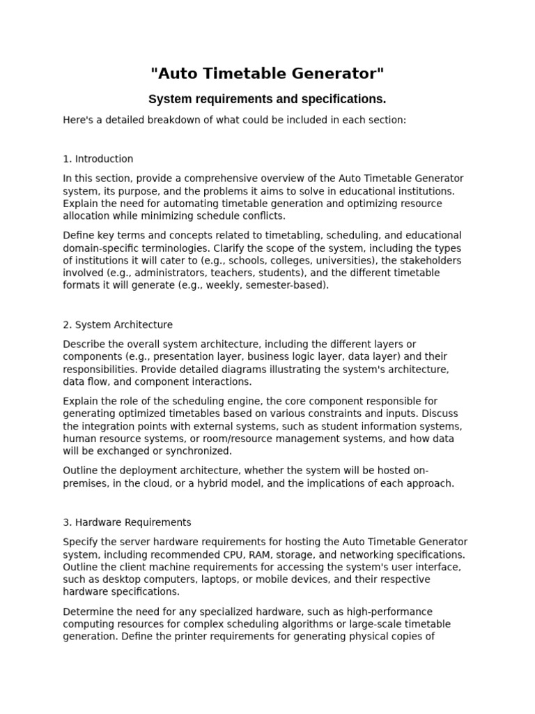 Auto TimeTable Generation | PDF | System | Information