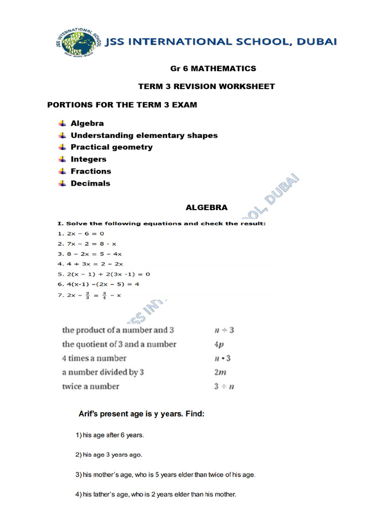 Grade 6 Math Term 3 Revision Guide | PDF | Rectangle | Euclidean Geometry