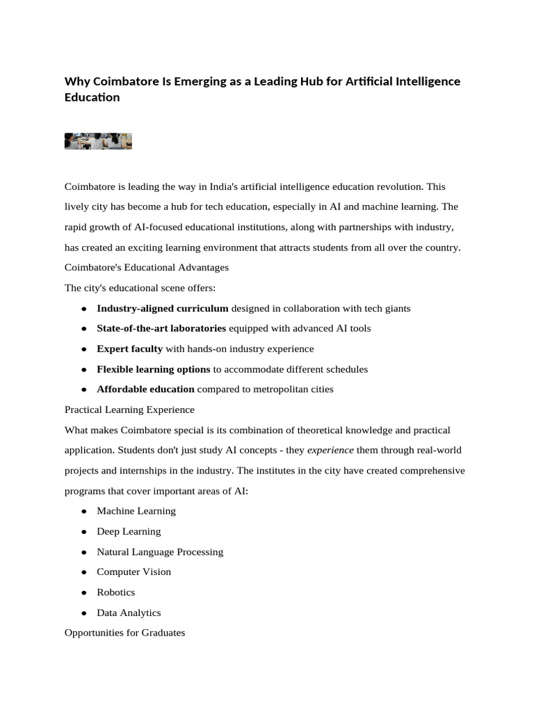 Coimbatore: AI Education Hub | PDF | Artificial Intelligence ...