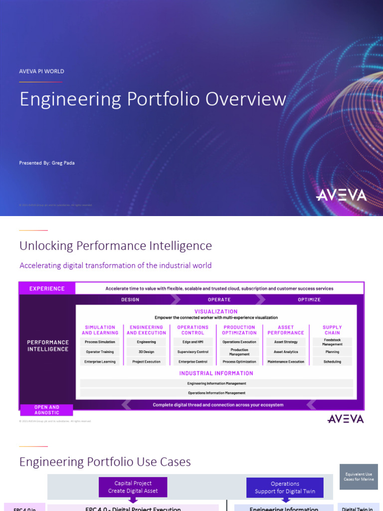 UC21NA D1EN010 AVEVA Pada Engineering Portfolio Overview | PDF | Computing | Business