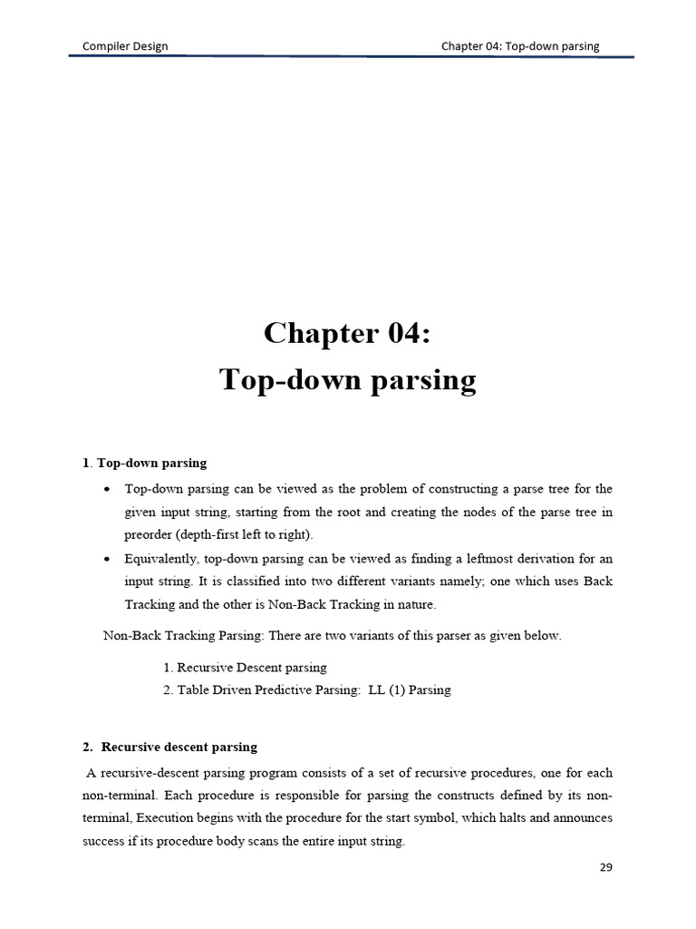 Chapter 04 Top-Down Syntactic Analysis | PDF | Parsing | Grammar