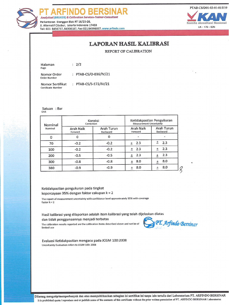 Laporan Hasil Kalibrasi | PDF