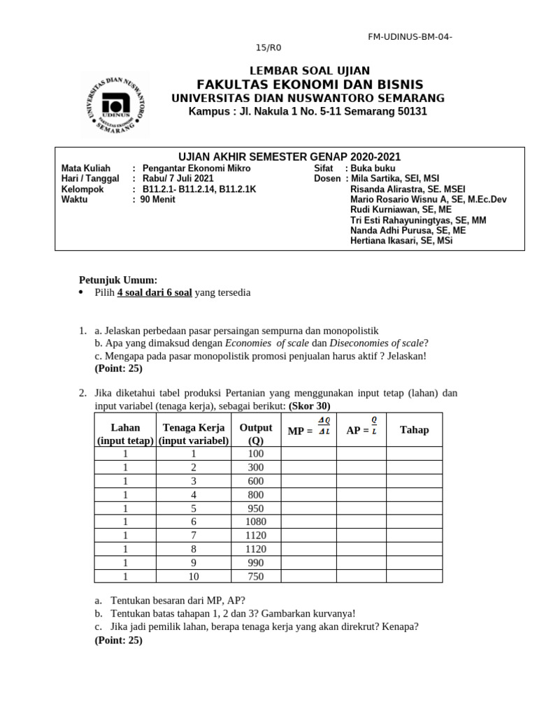 Lembar Soal UAS | PDF