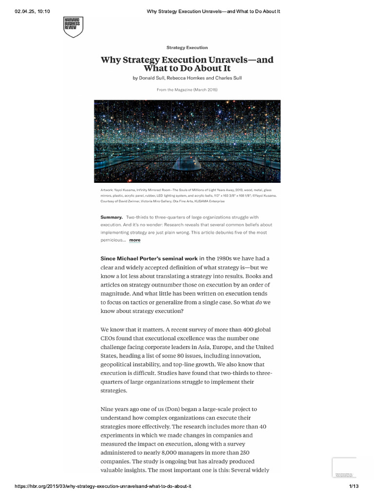 Sull Et Al Why Strategy Executi - and What To Do About It | PDF