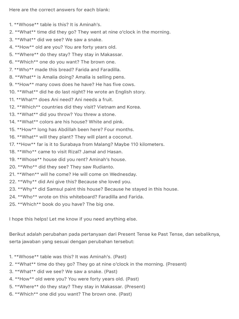 Here Are The Correct Answers For Each Blank | PDF