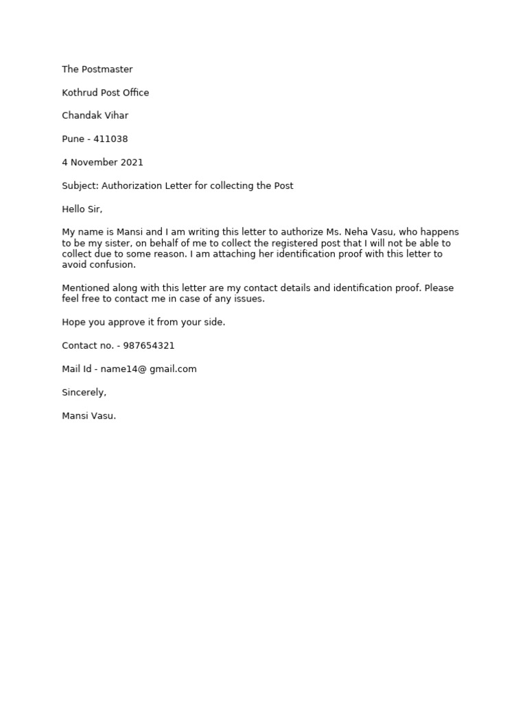 Authorization Letters for Document Collection | PDF