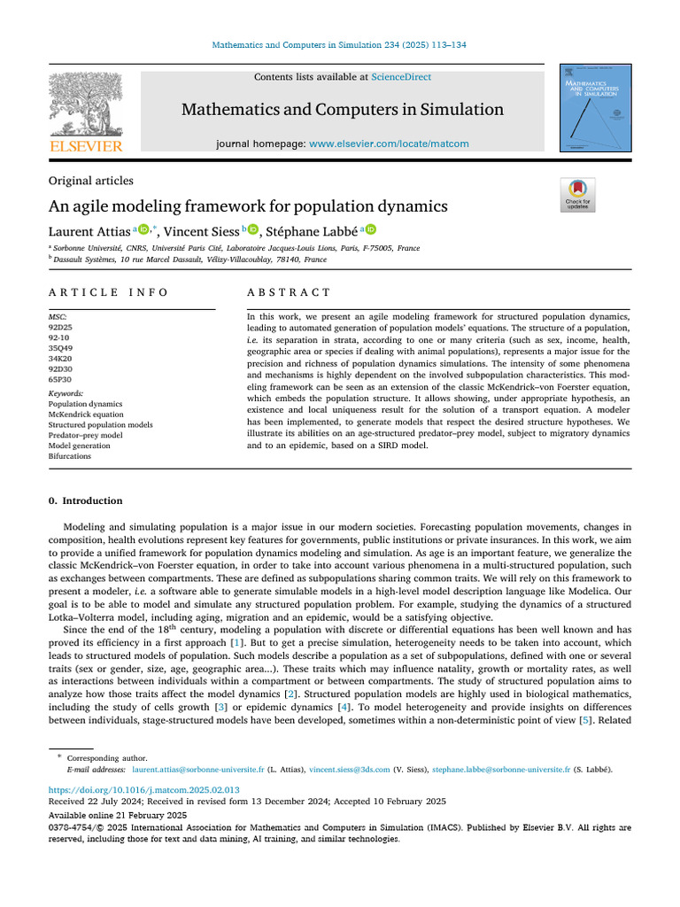 An Agile Modeling Framework For Population Dynamics | PDF | Nonlinear System | Variable ...