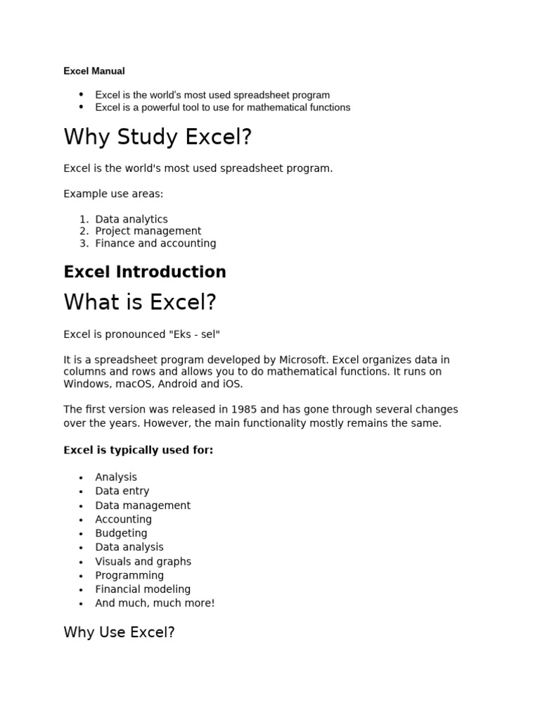 Excel Manual | PDF